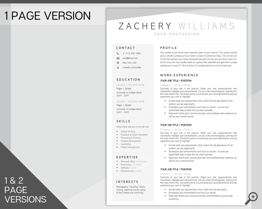 Professional Resume CV Template | Microsoft Word | Style 16