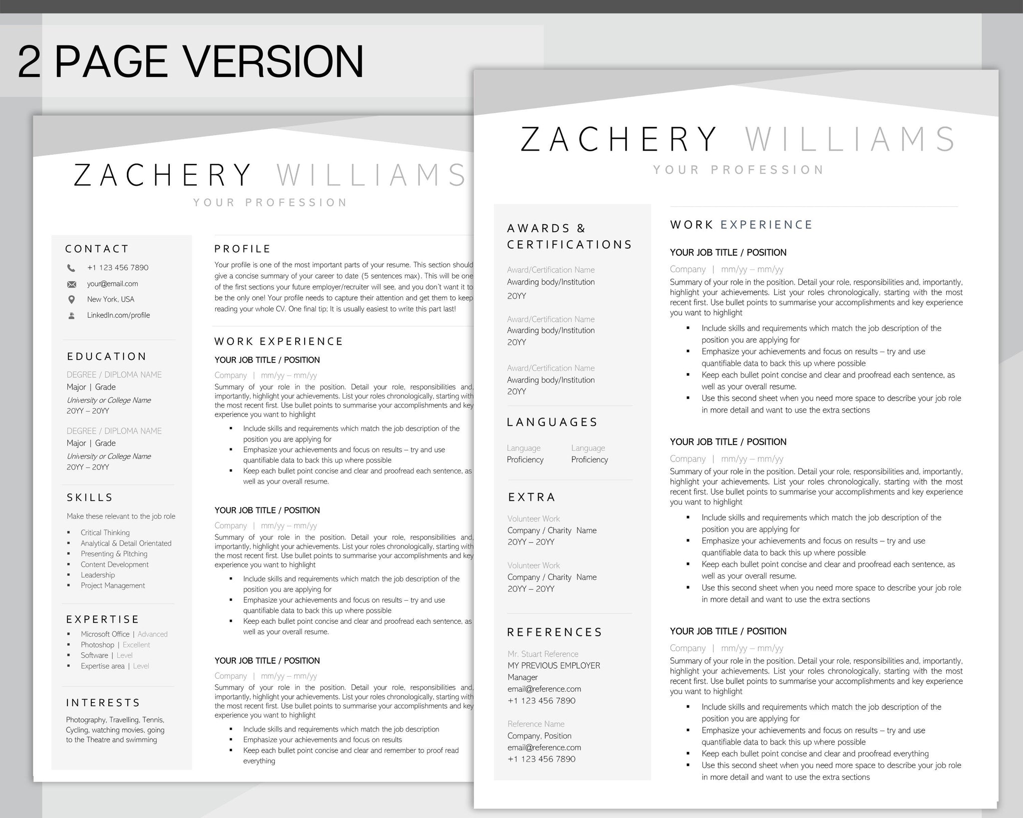 Professional Resume CV Template | Microsoft Word | Style 16