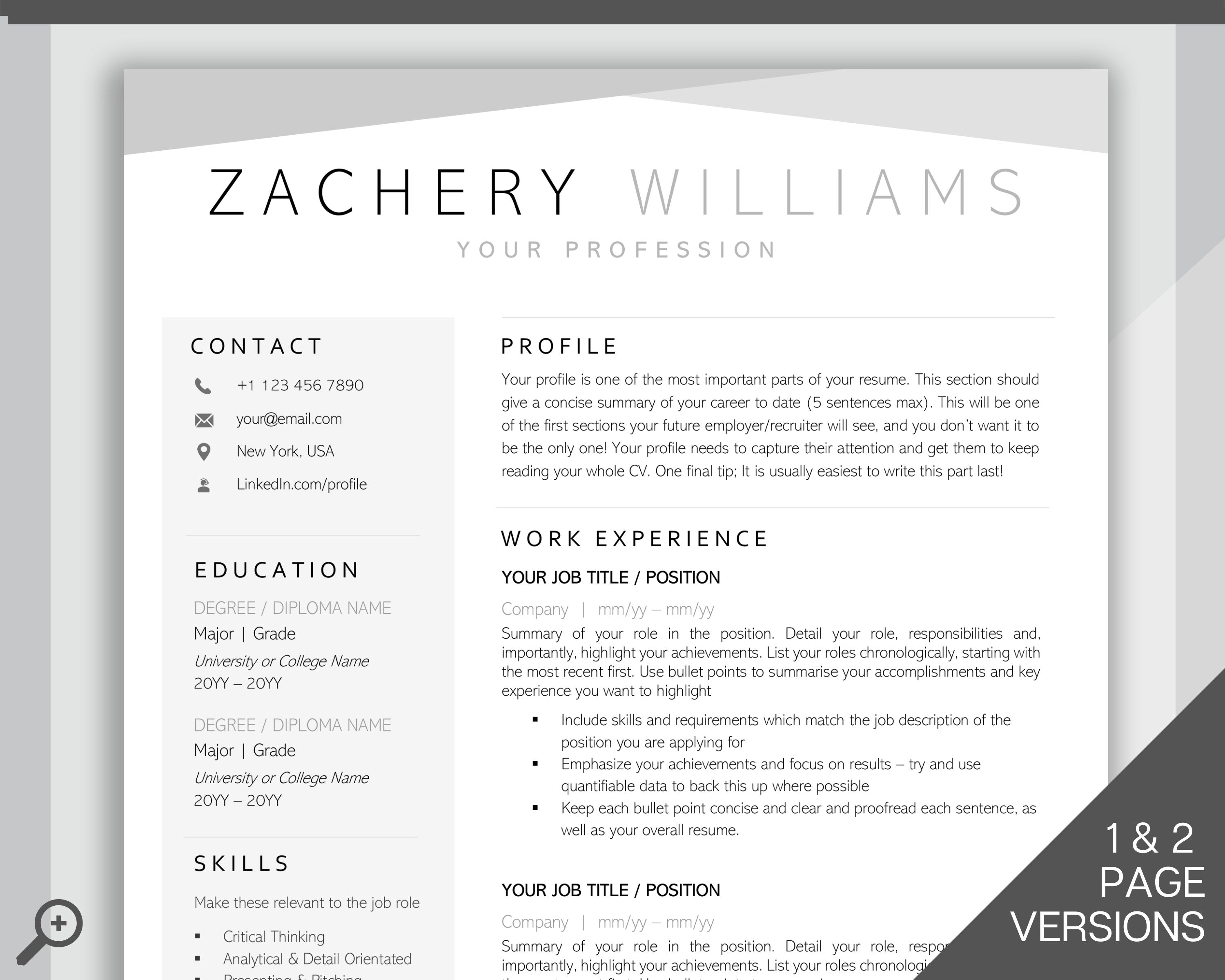 Professional Resume CV Template | Microsoft Word | Style 16
