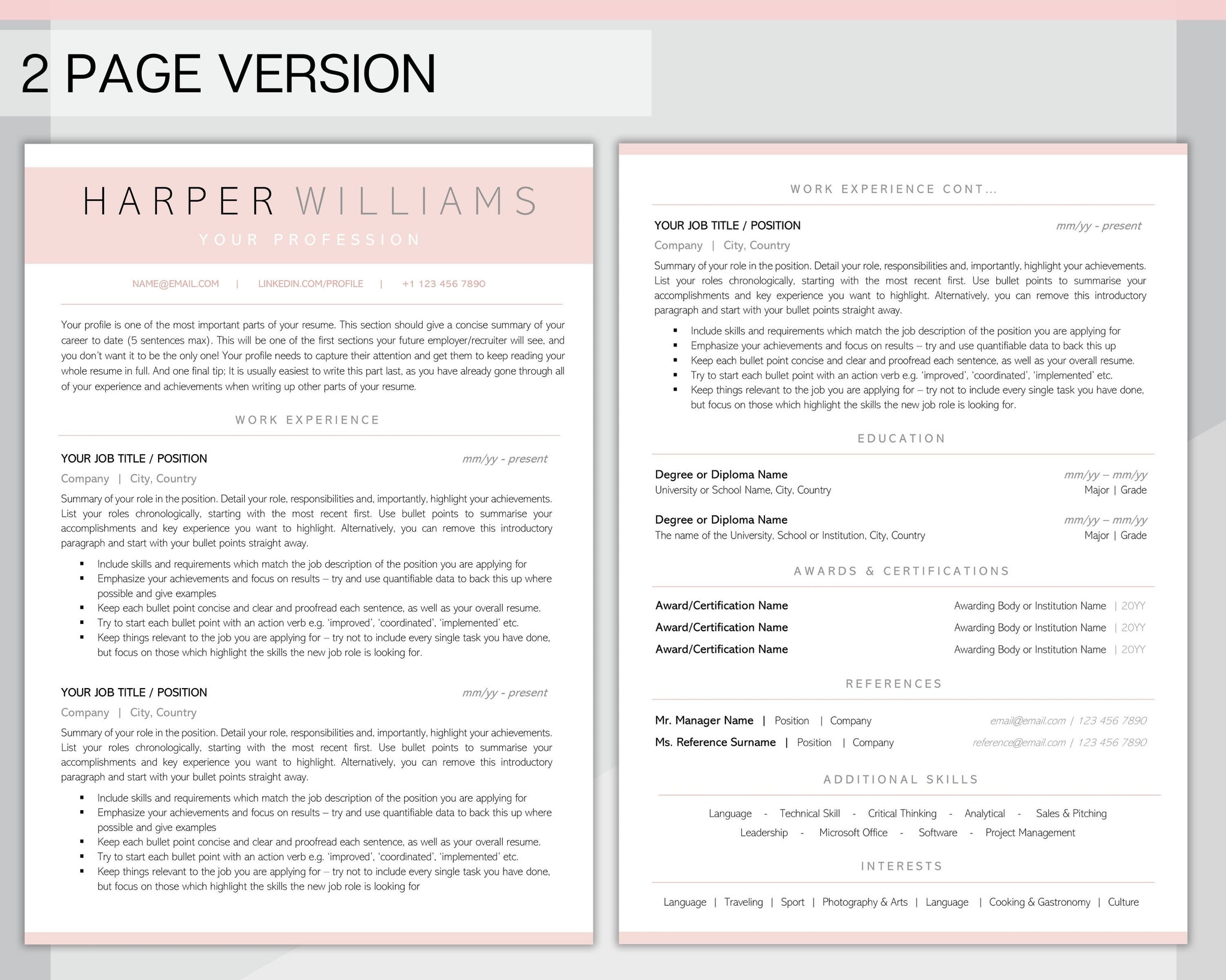 Professional Resume CV Template | Microsoft Word | Style 17