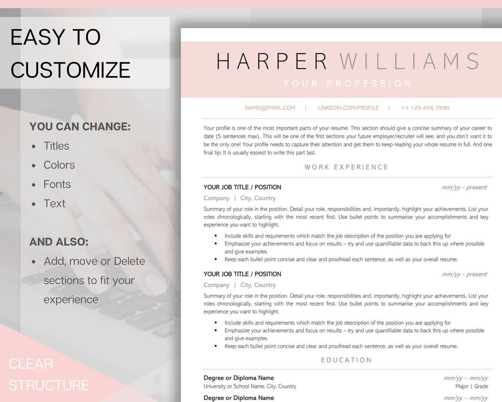 Professional Resume CV Template | Microsoft Word | Style 17