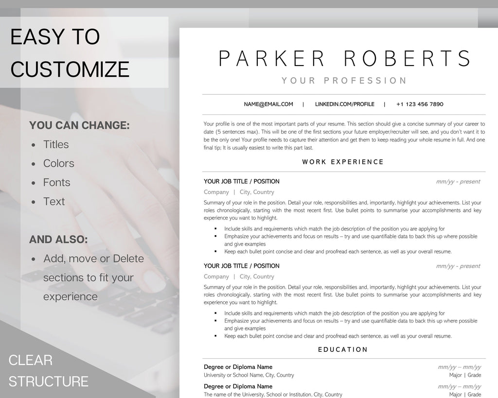 Professional Resume CV Template | Microsoft Word | Style 18