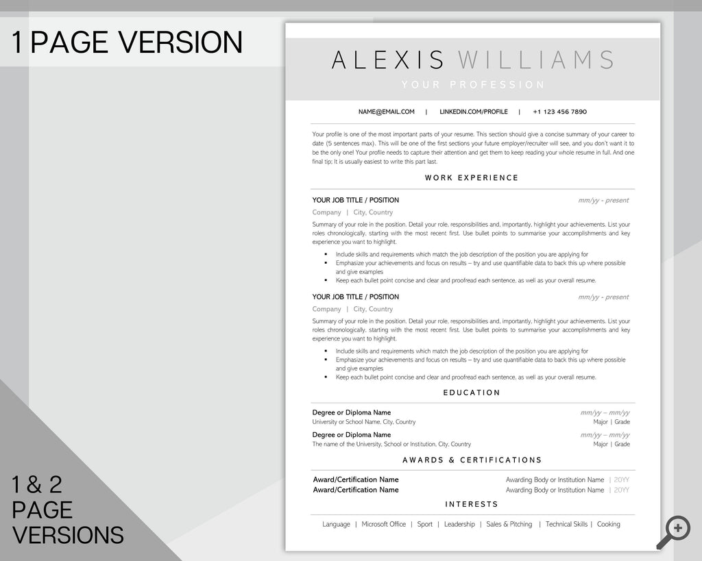 Professional Resume CV Template | Microsoft Word | Style 19
