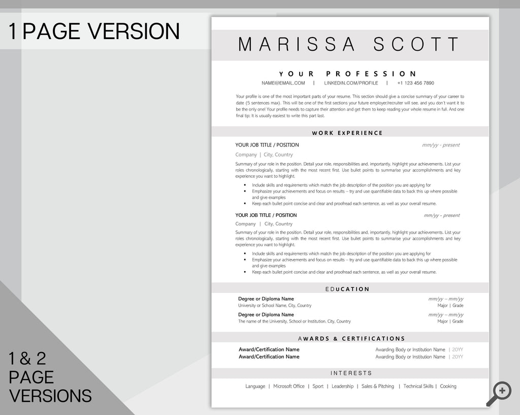 Professional Resume CV Template | Microsoft Word | Style 22