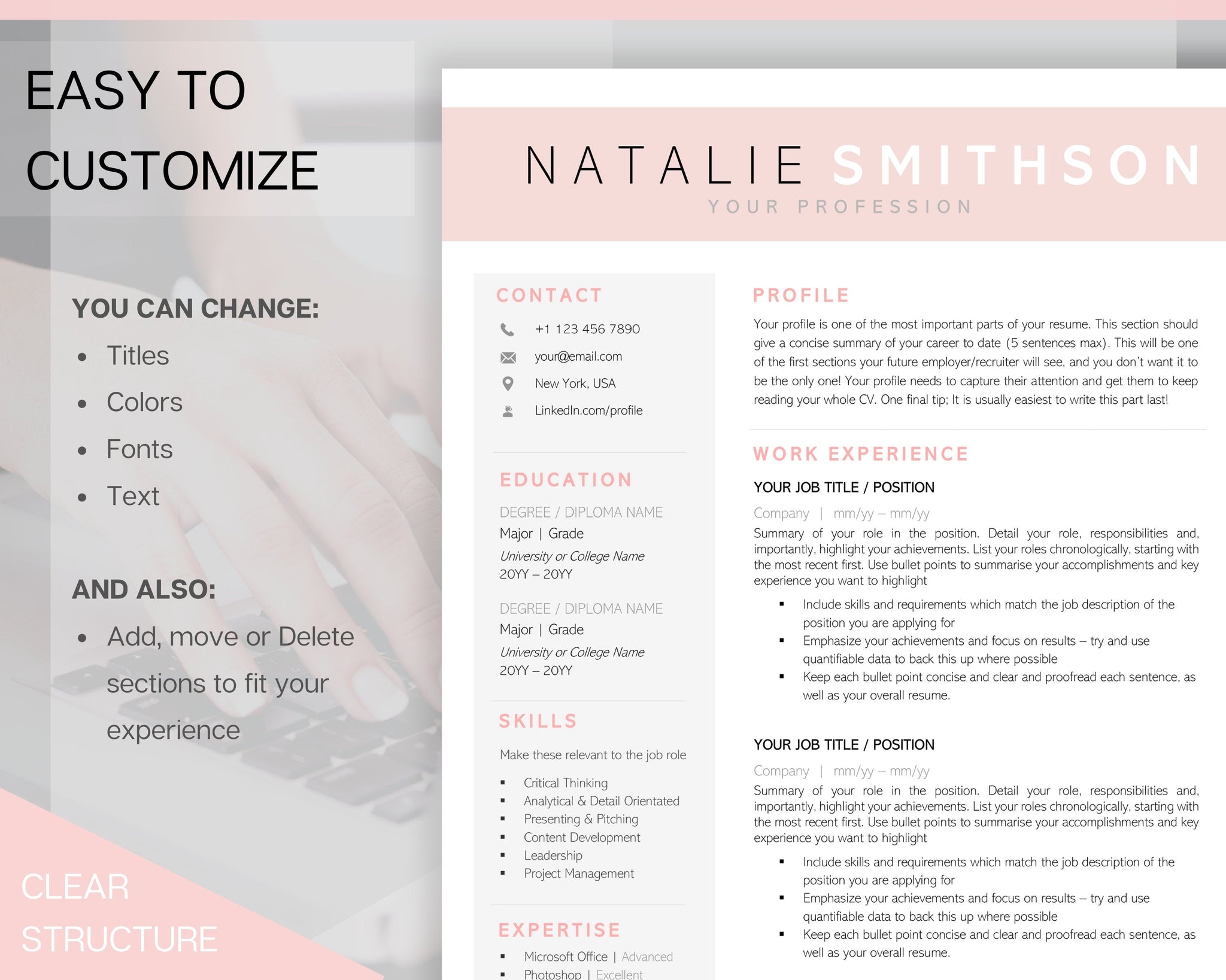 Professional Resume CV Template | Microsoft Word | Style 23
