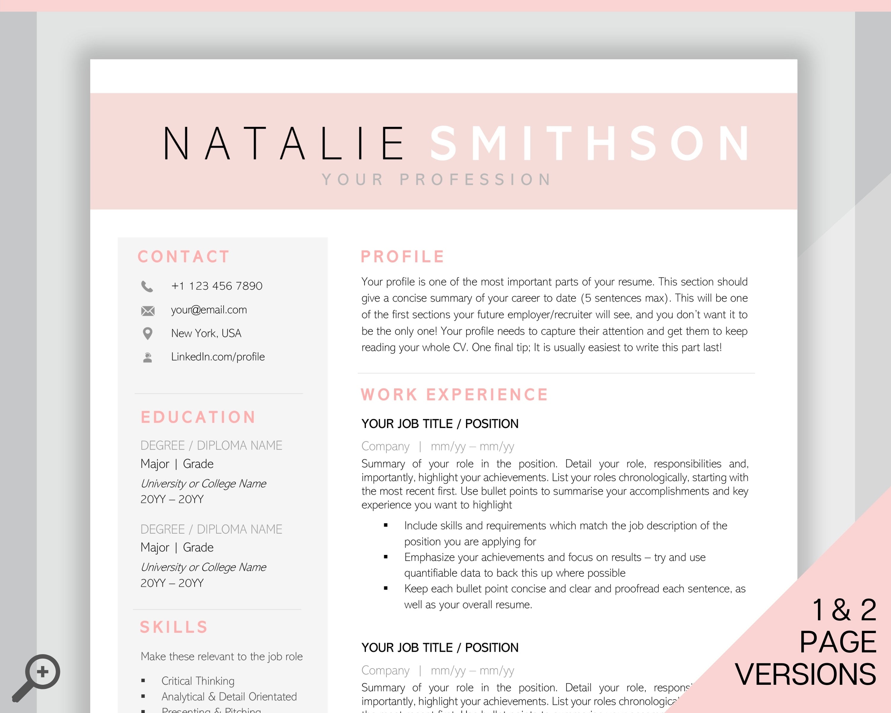Professional Resume CV Template | Microsoft Word | Style 23