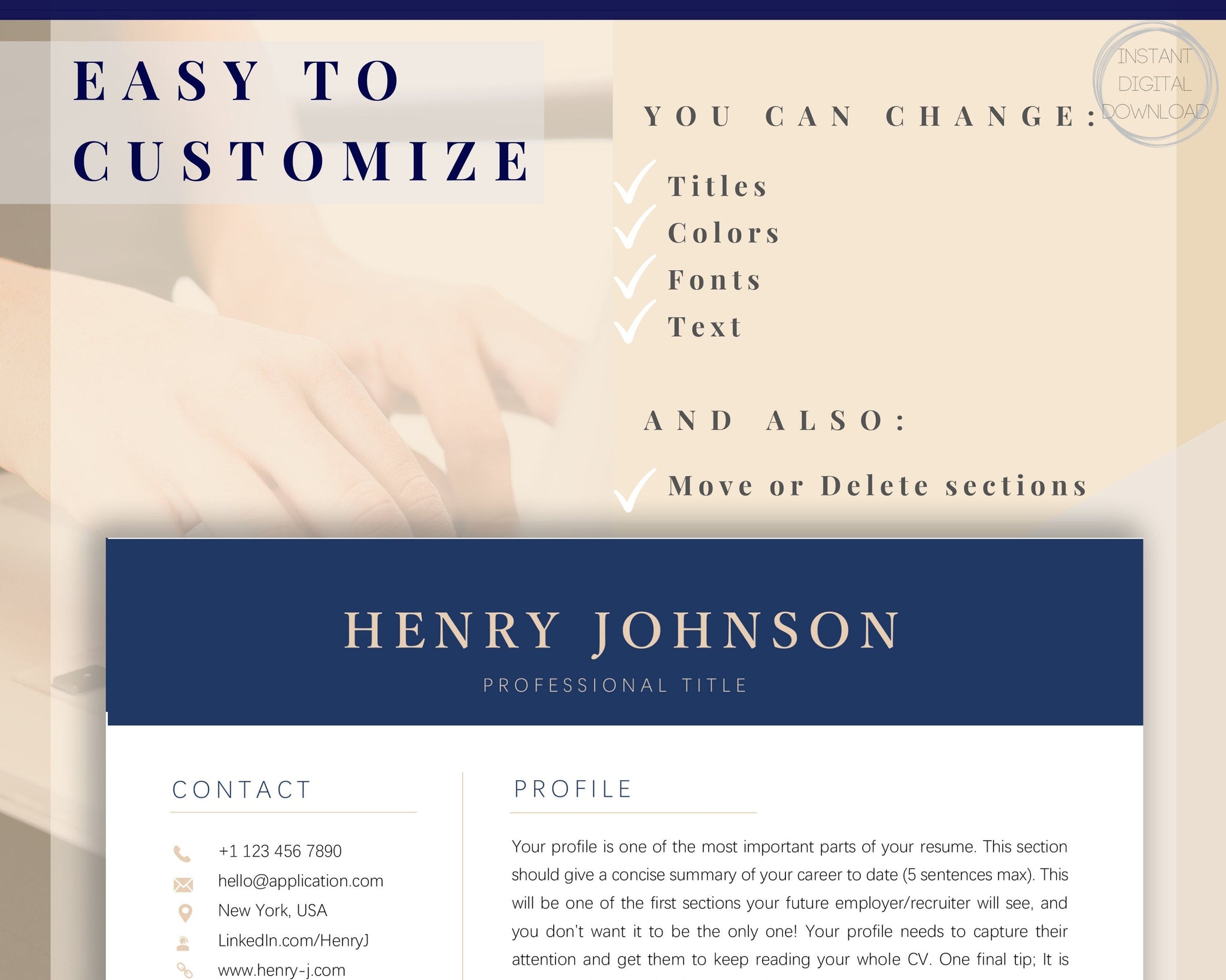 Professional Resume CV Template | Microsoft Word | Style 1