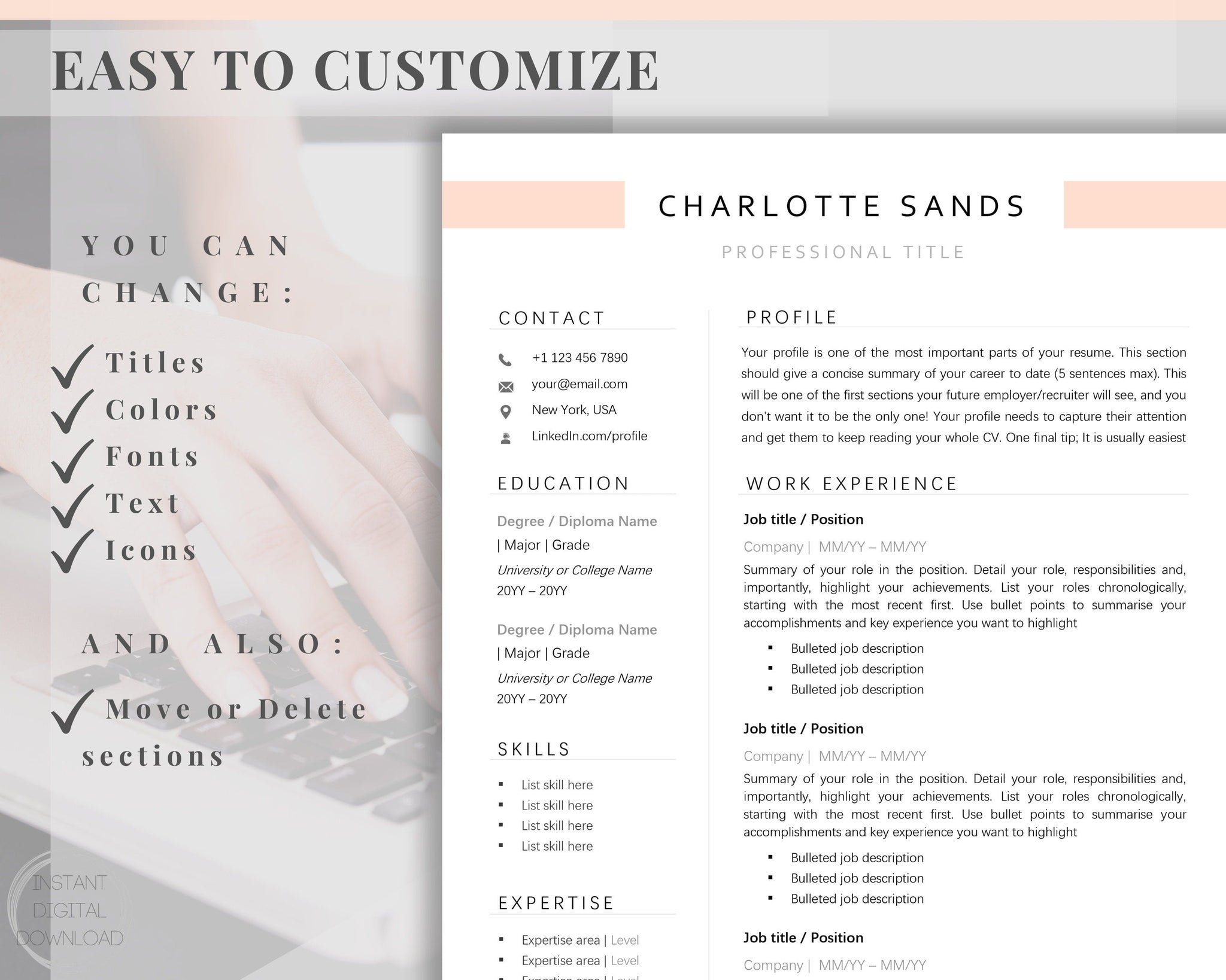 Professional Resume CV Template | Microsoft Word | Style 13