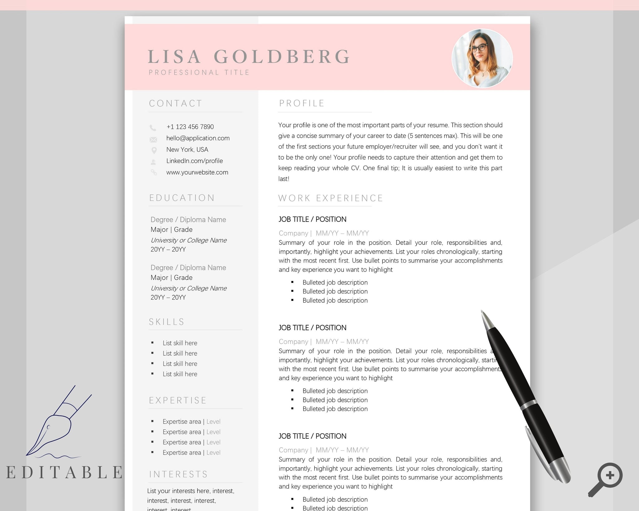 Professional Resume CV Template | Microsoft Word | Style 2