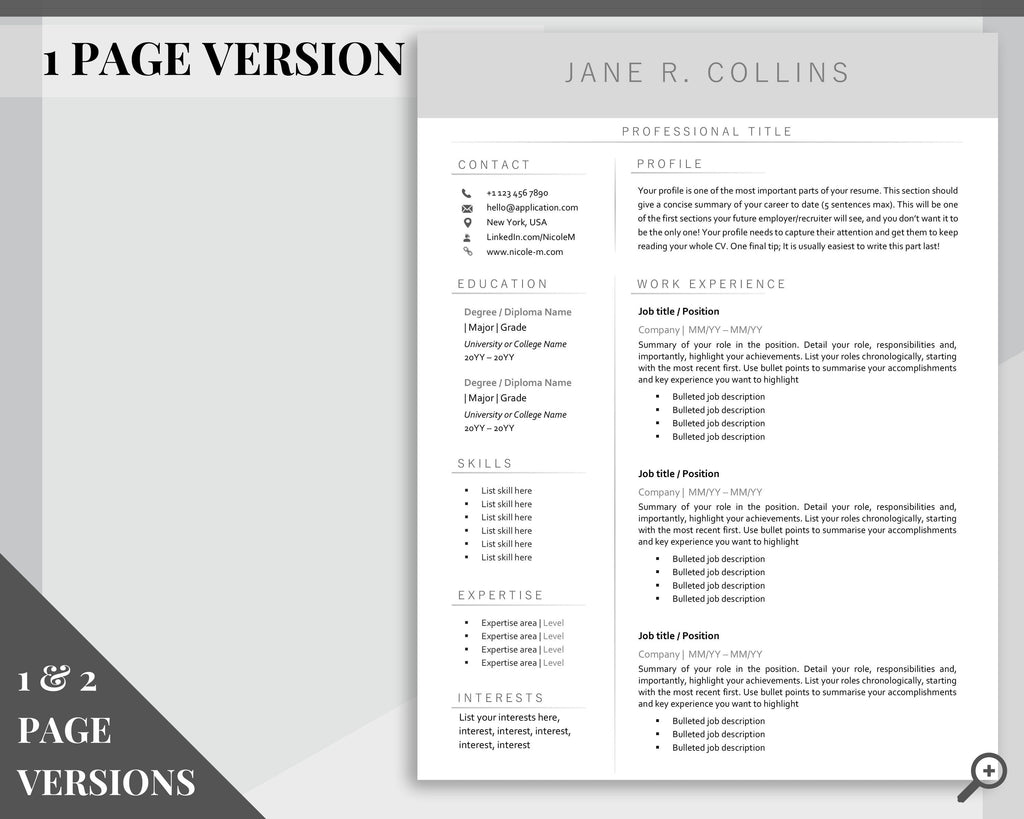 Professional Resume CV Template | Microsoft Word | Style 5