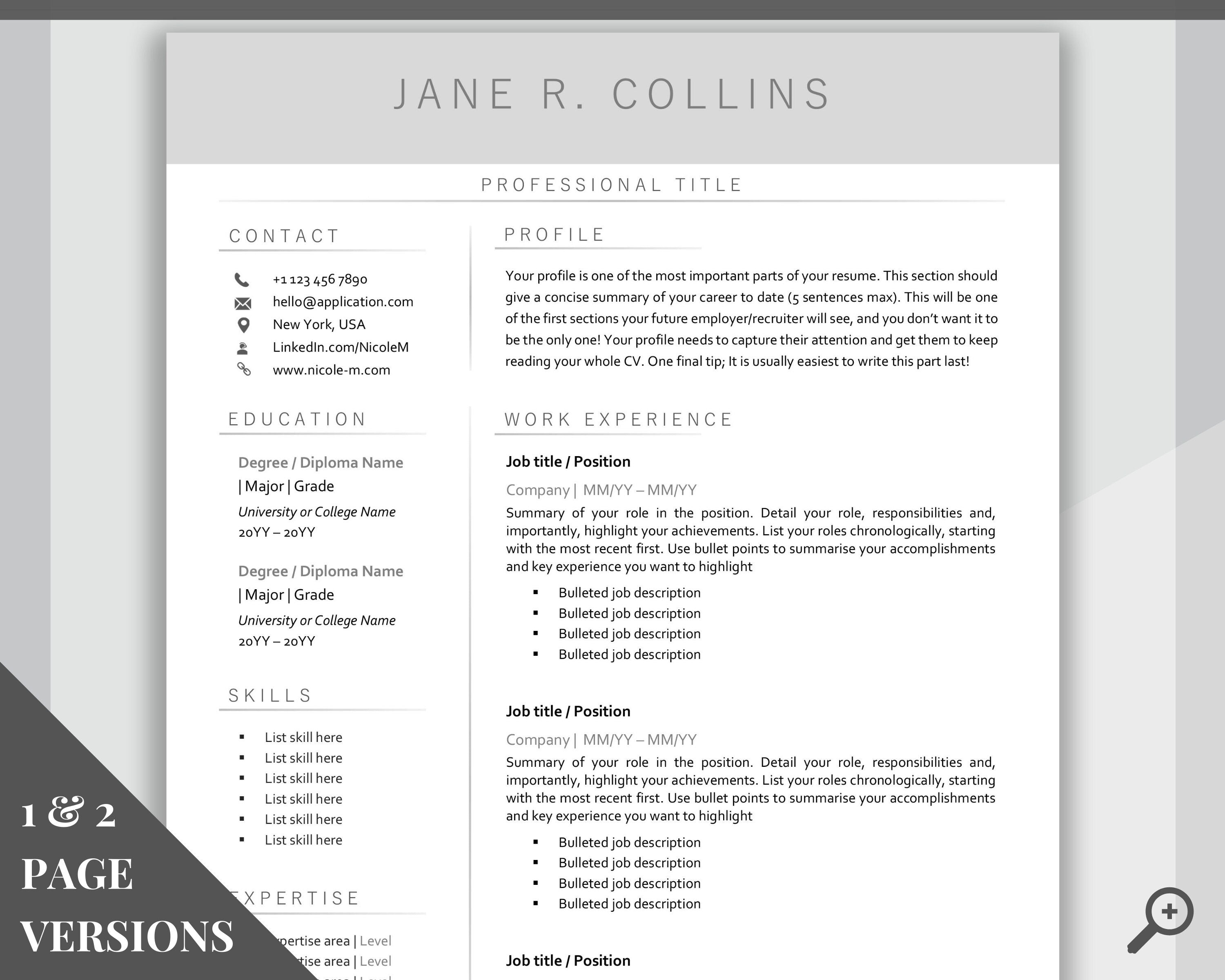 Professional Resume CV Template | Microsoft Word | Style 5