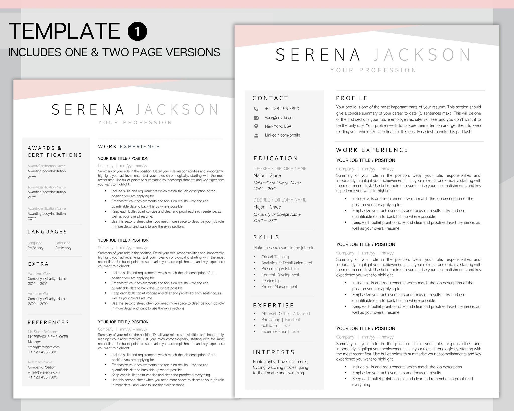 Resume CV Template Bundle | MS Word | Professional Resume Bundle