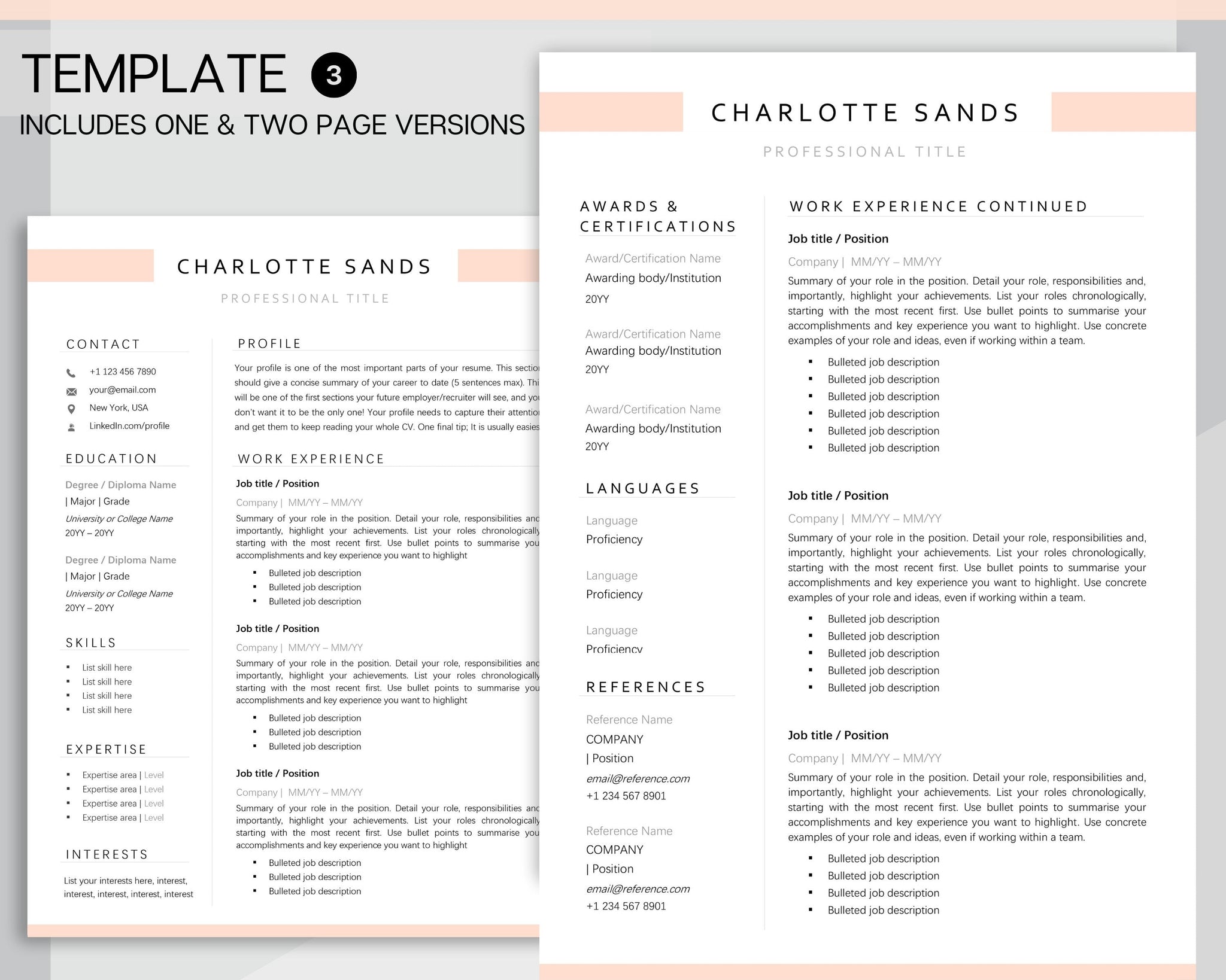 Resume CV Template Bundle | MS Word | Professional Resume Bundle