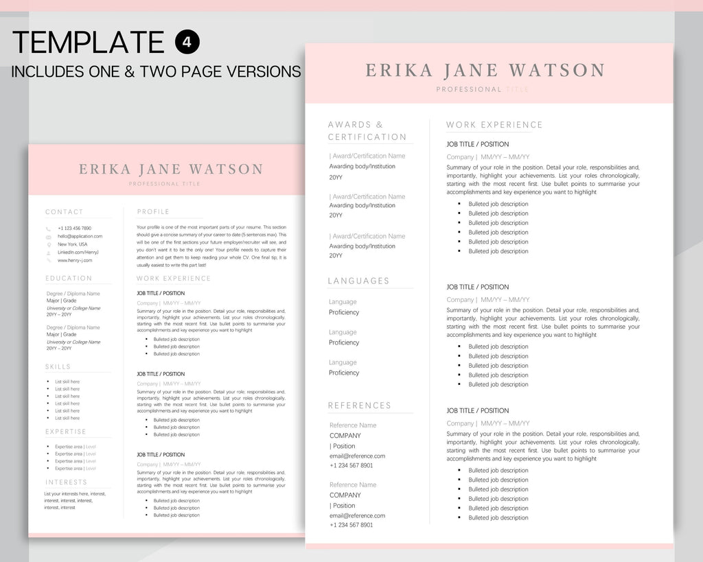 Resume CV Template Bundle | MS Word | Professional Resume Bundle