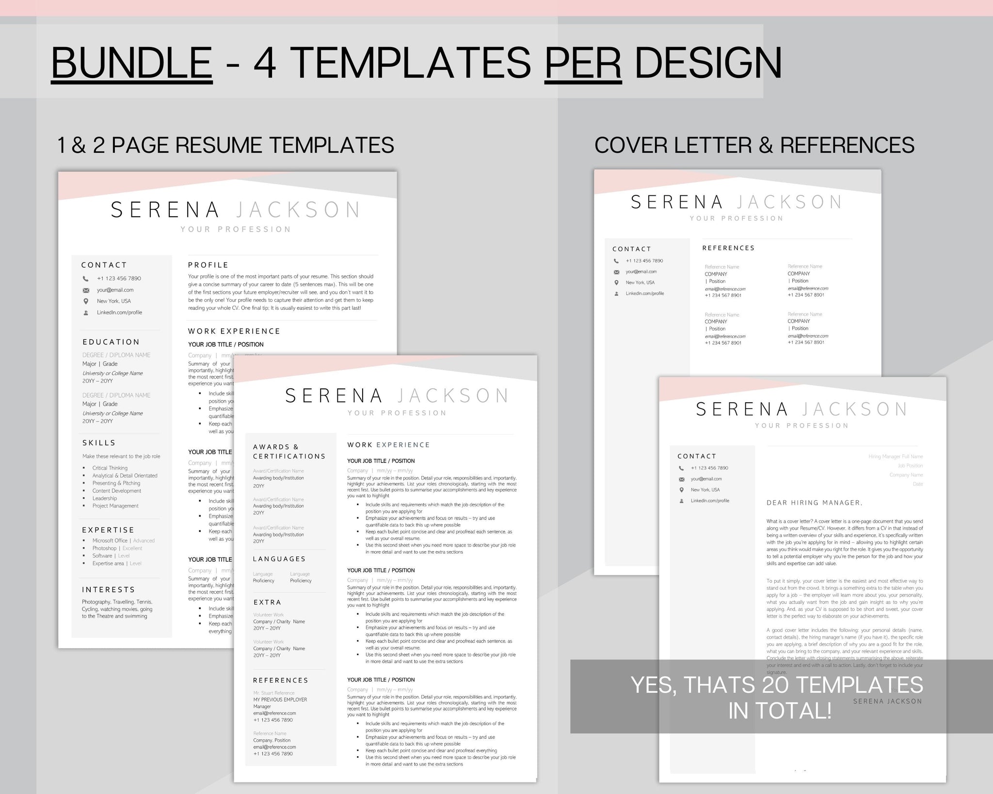 Resume CV Template Bundle | MS Word | Professional Resume Bundle