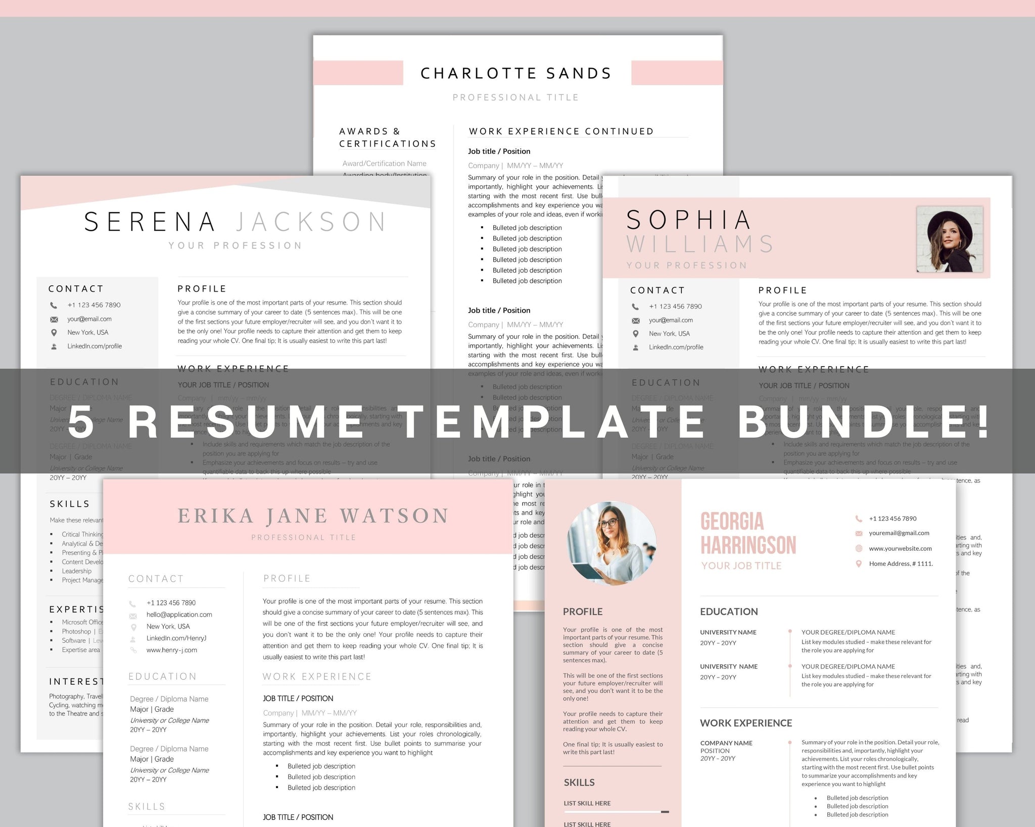 Resume CV Template Bundle | MS Word | Professional Resume Bundle