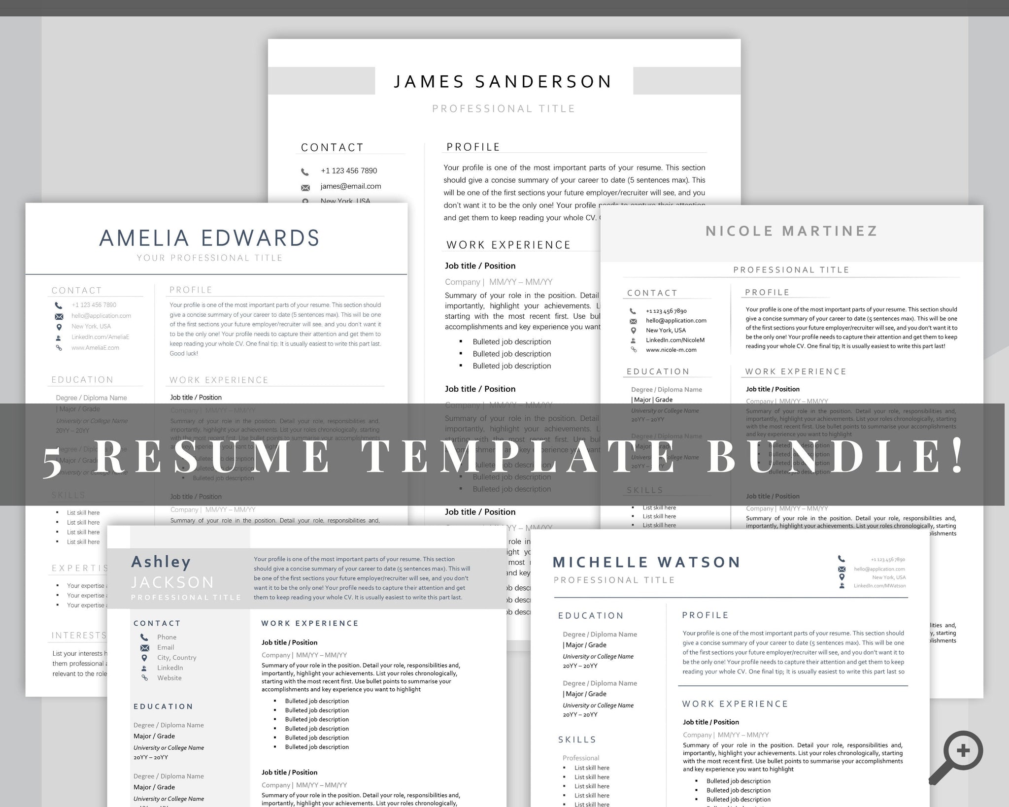 Resume CV Template Bundle | MS Word | Professional Resume Bundle