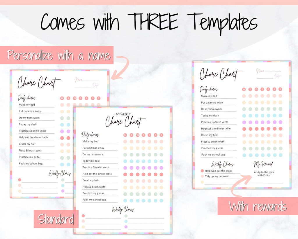 Reward Chart for Kids | Editable Chore Chart Template - Colorful