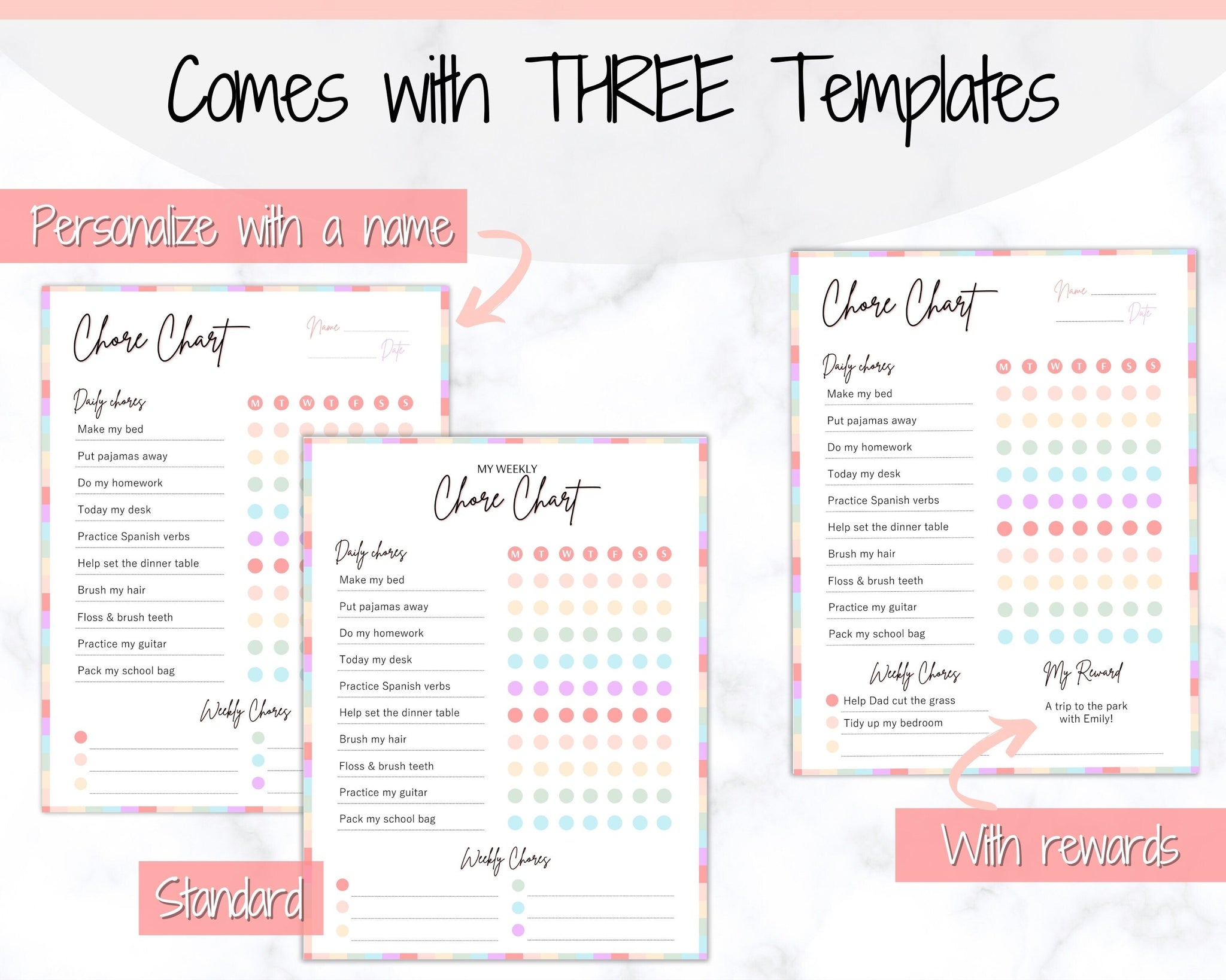 Reward Chart for Kids | Editable Chore Chart Template - Colorful