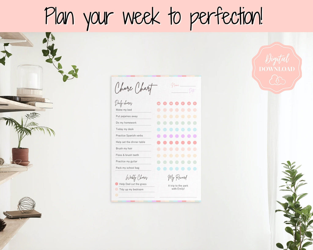 Reward Chart for Kids | Editable Chore Chart Template - Colorful