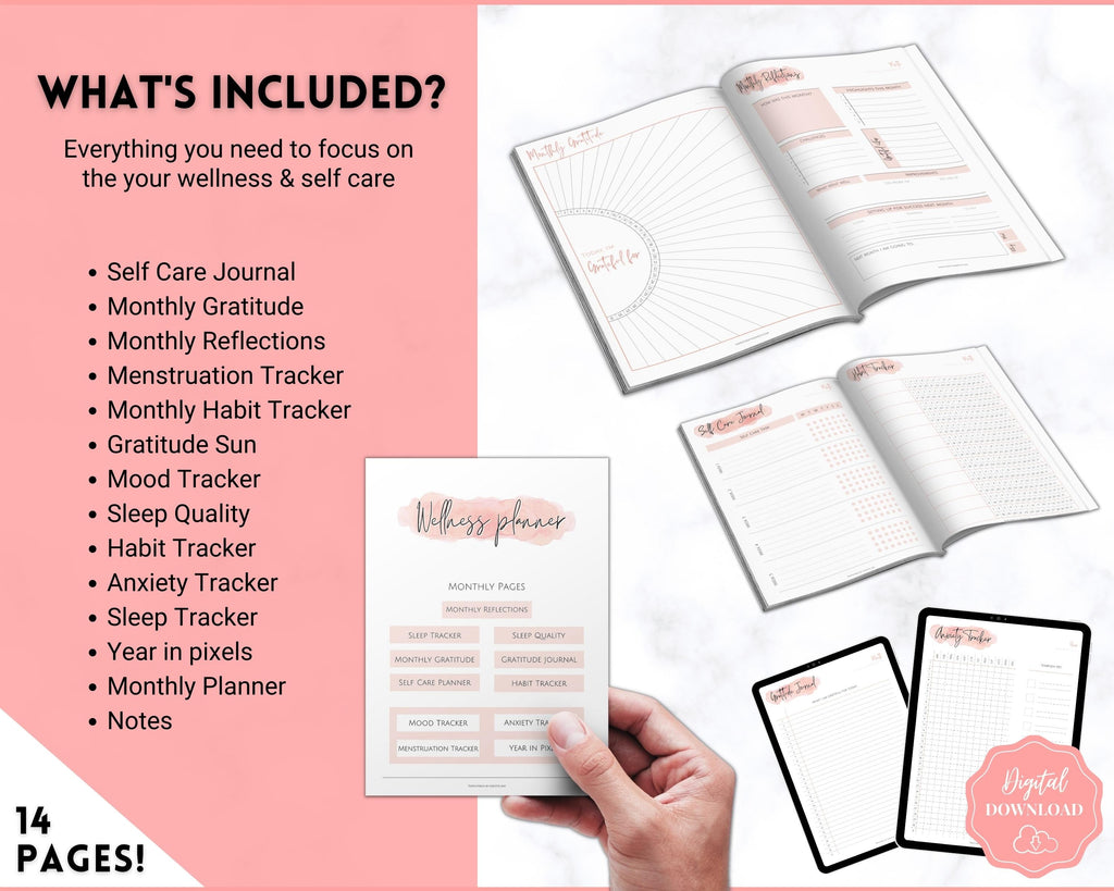 Self Care Journal & Wellness Planner BUNDLE | Printable Tracker