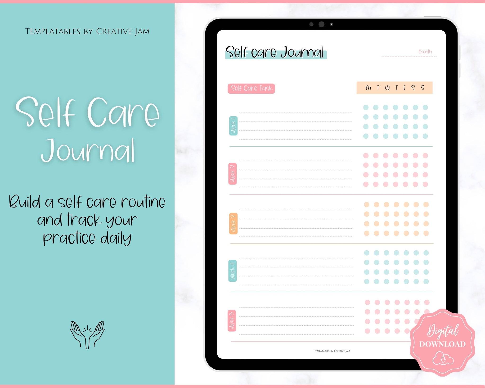 Self Care Planner & Wellness Printable BUNDLE Templates | Sky