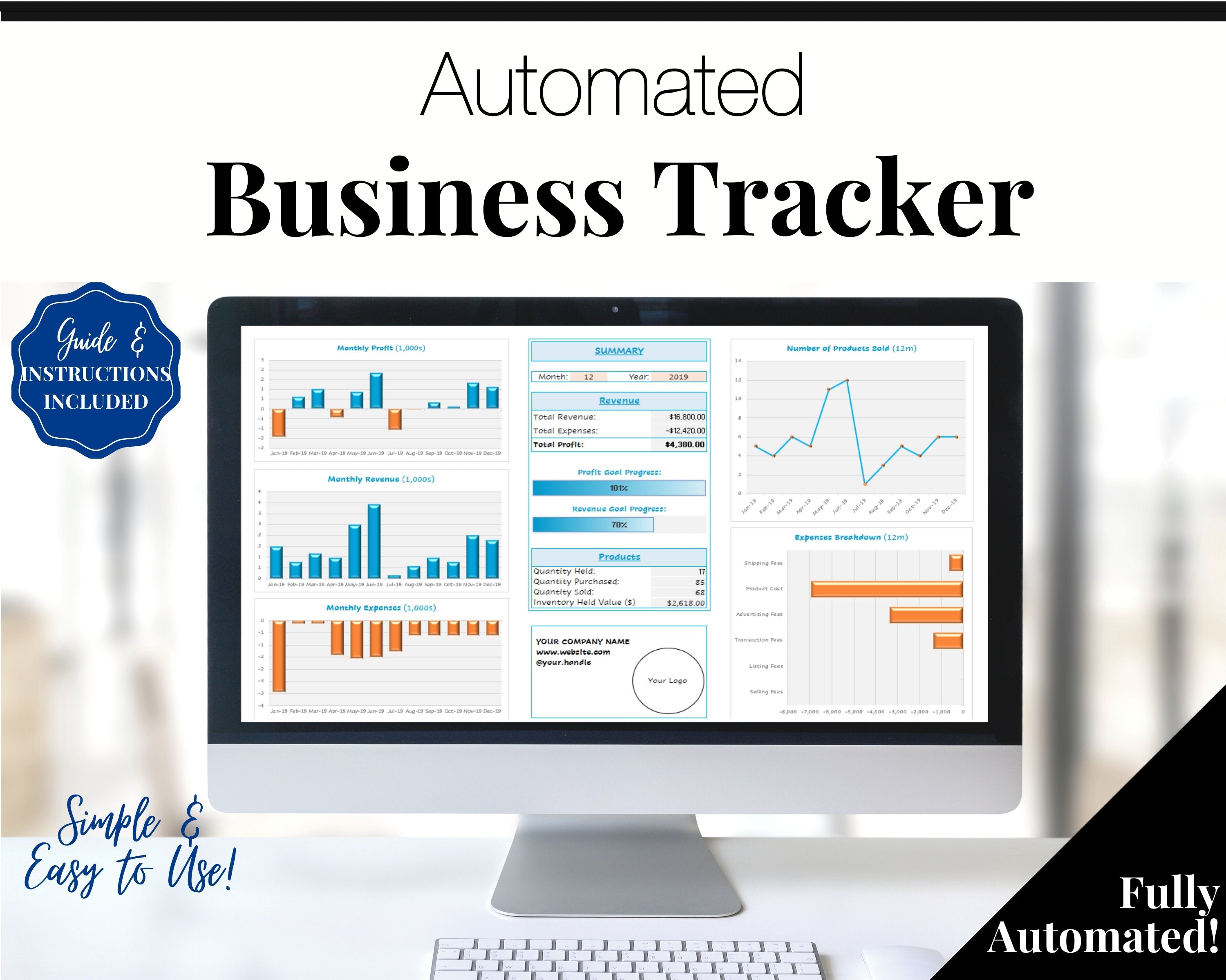 Small Business Spreadsheet | Inventory Tracker | Bookkeeping Excel