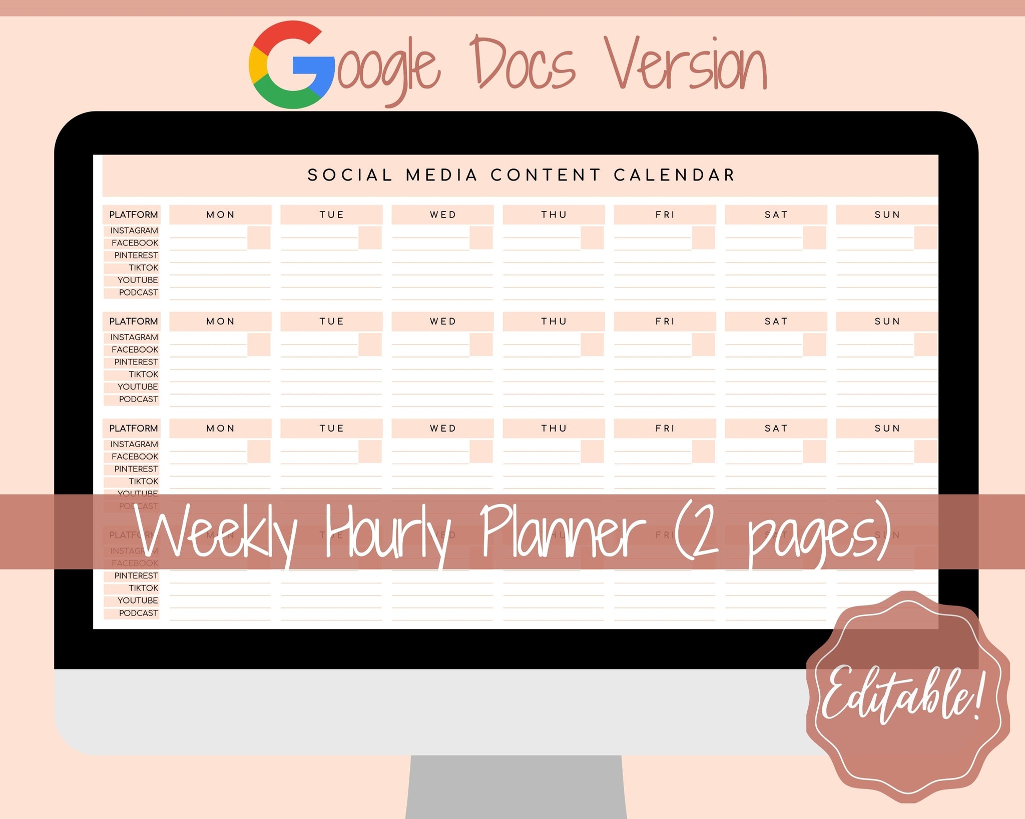 blank calendar template google docs