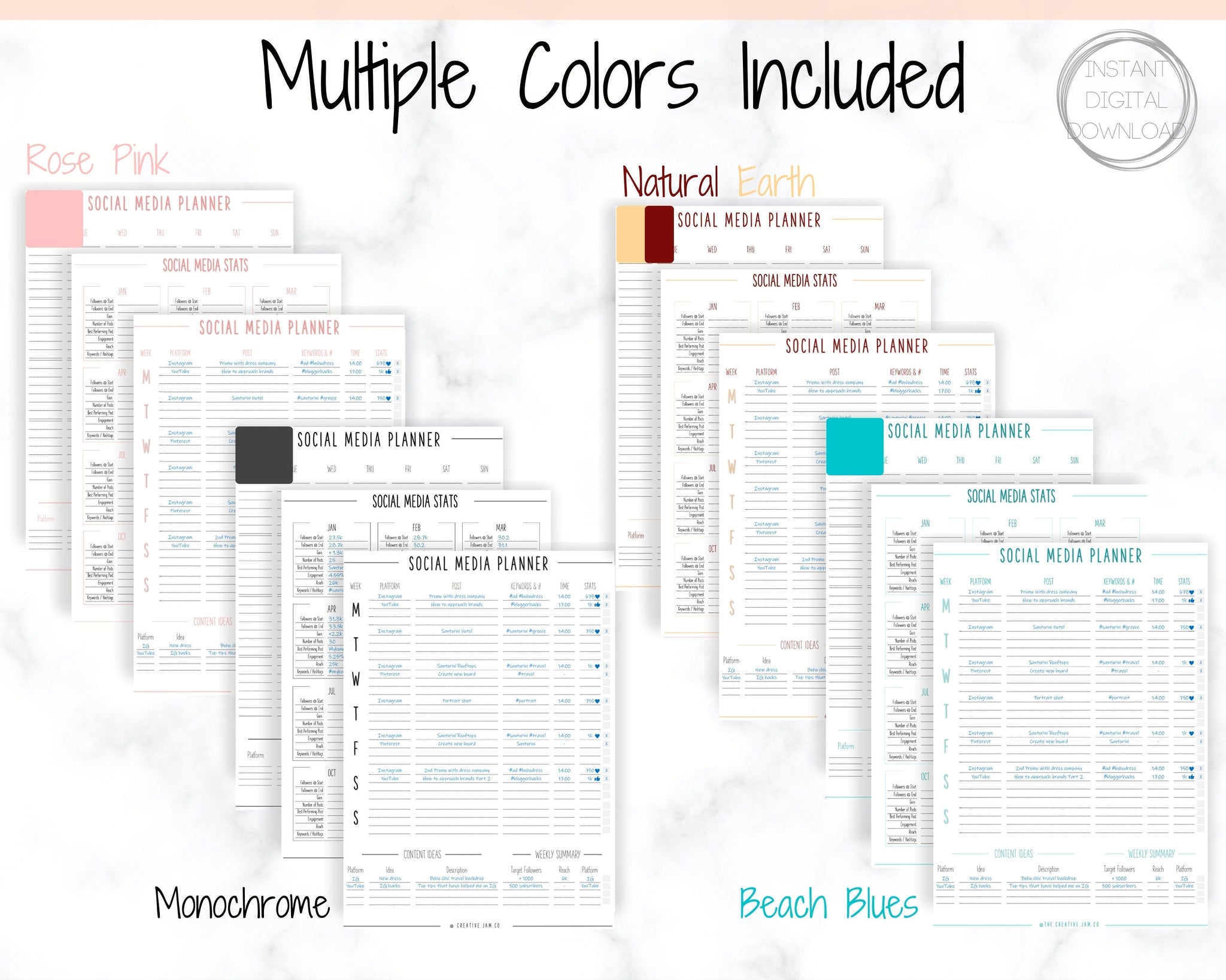 Social Media Planner Printable for Blogging, Youtube, TikTok