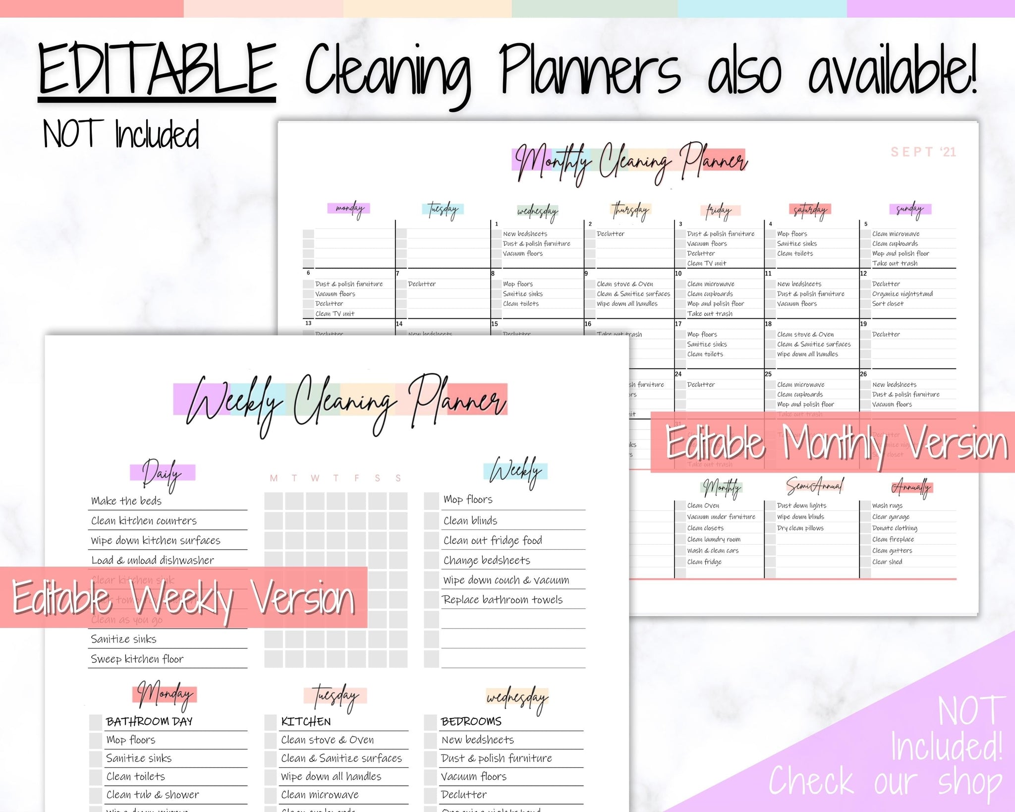 Spring Cleaning Checklist - Editable Schedule for Deep Clean | Colorful