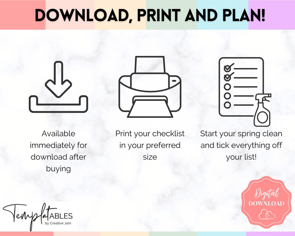 Spring Cleaning Checklist - Editable Schedule for Deep Clean | Colorful