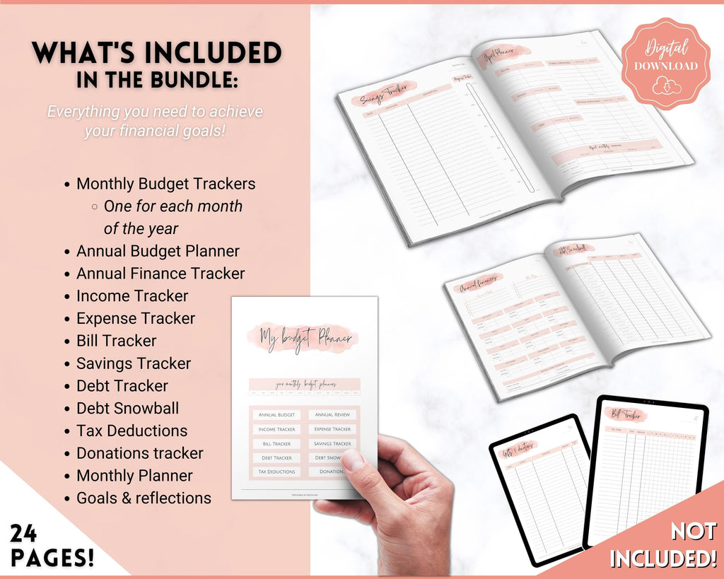 Subscription Tracker Printable, Monthly Expense Budget Planner | Pink