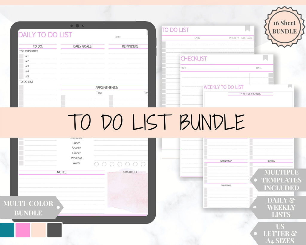 Undated Weekly & Daily Planner | To do List Printable, Hourly Planner