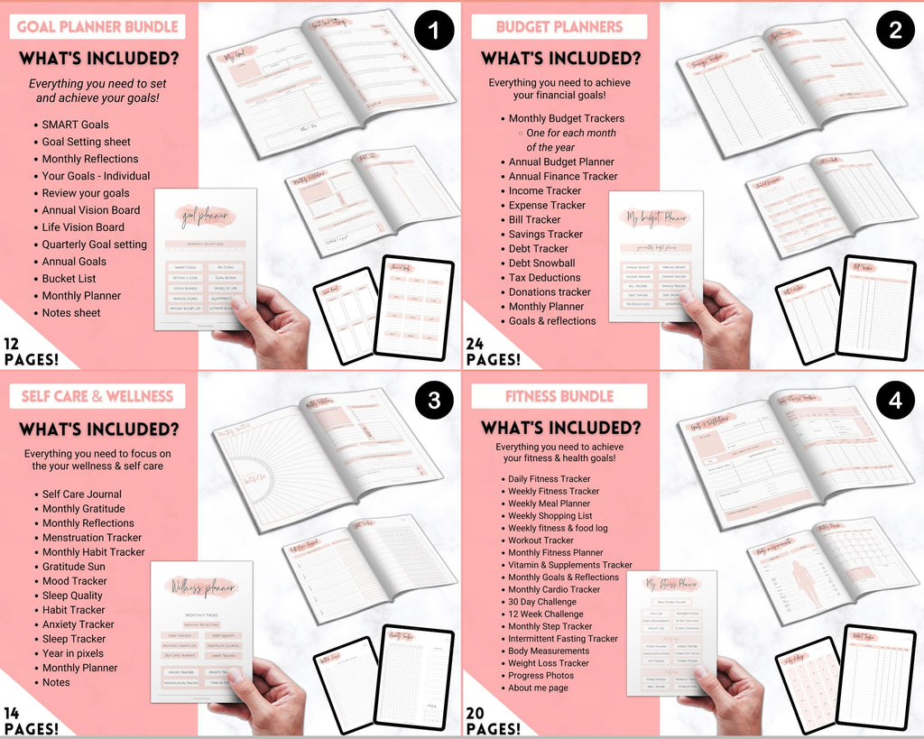 Ultimate PLANNER BUNDLE | Goal, Finance, Fitness Planner | Pink