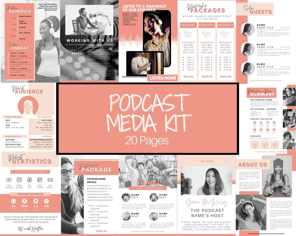 Ultimate Podcast Launch Kit Bundle for Influencers - Pink
