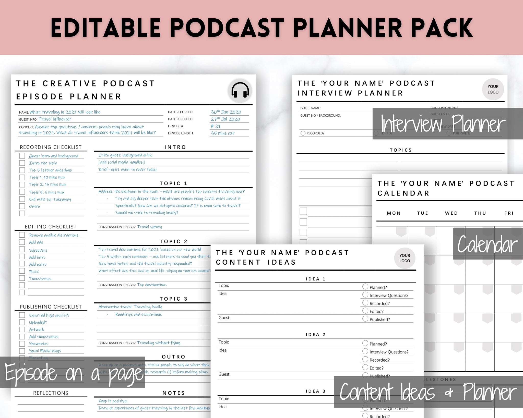 Ultimate Podcast Launch Kit Bundle for Influencers - Pink Vol 2
