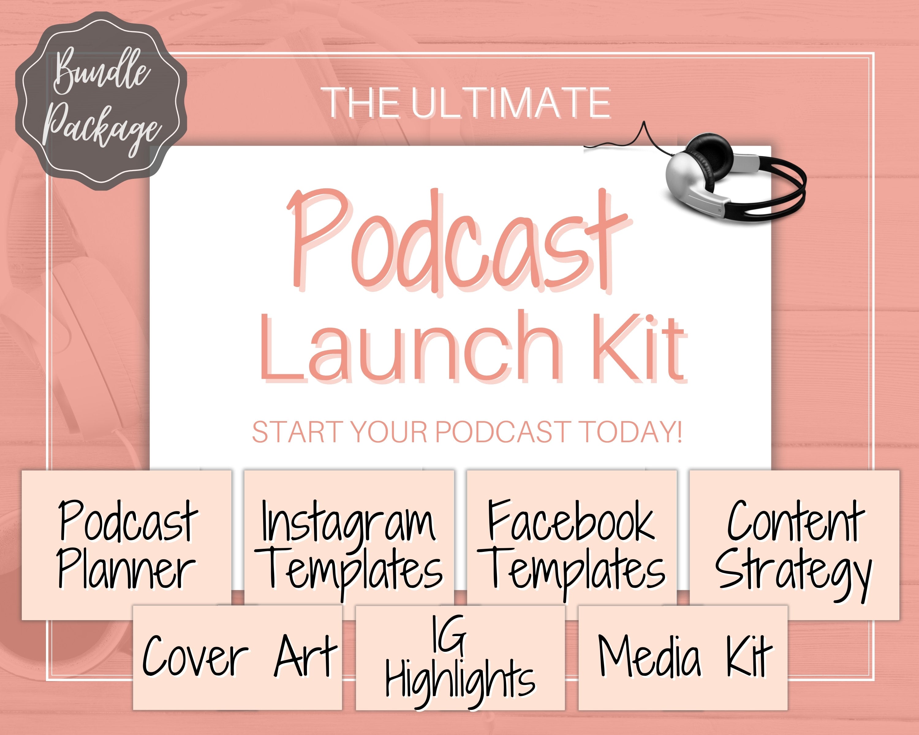 Ultimate Podcast Launch Kit Bundle for Influencers - Pink