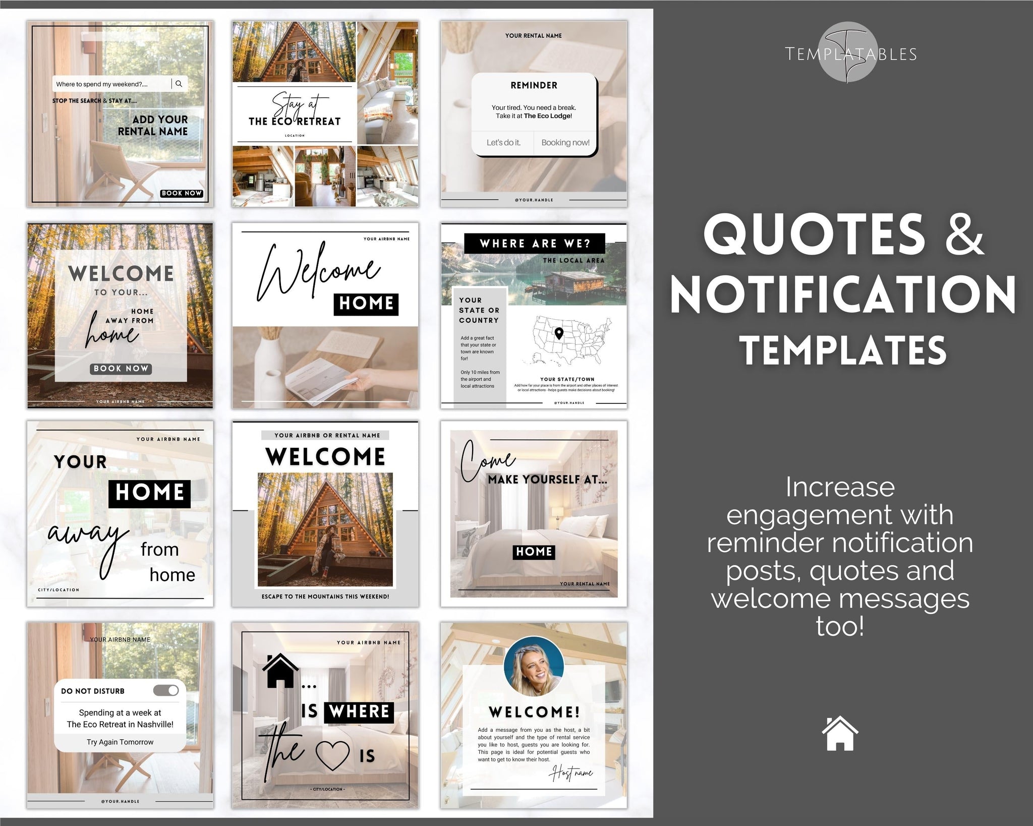 VRBO INSTAGRAM Templates, Social Media Posts, Superhost Marketing