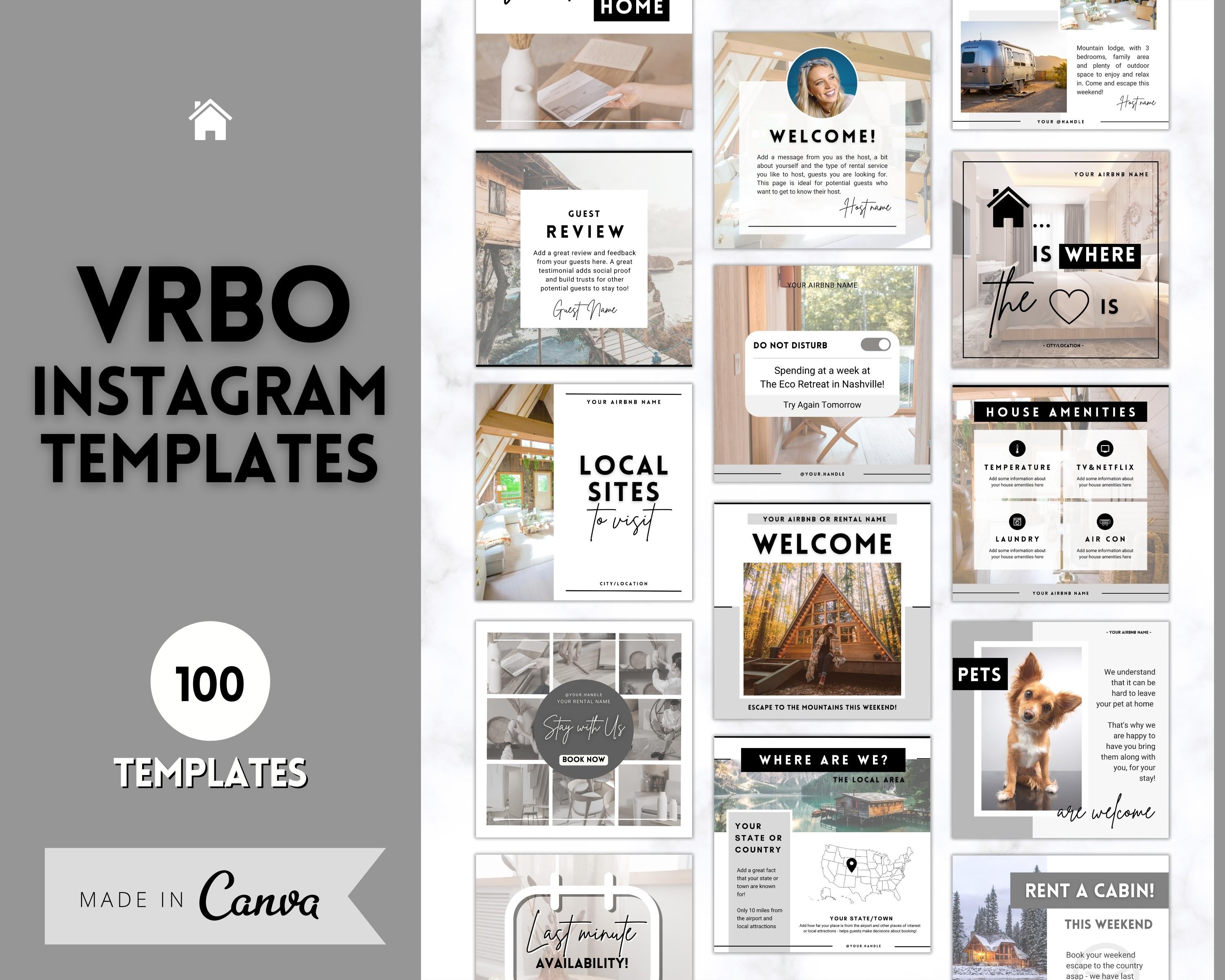 VRBO INSTAGRAM Templates, Social Media Posts, Superhost Marketing