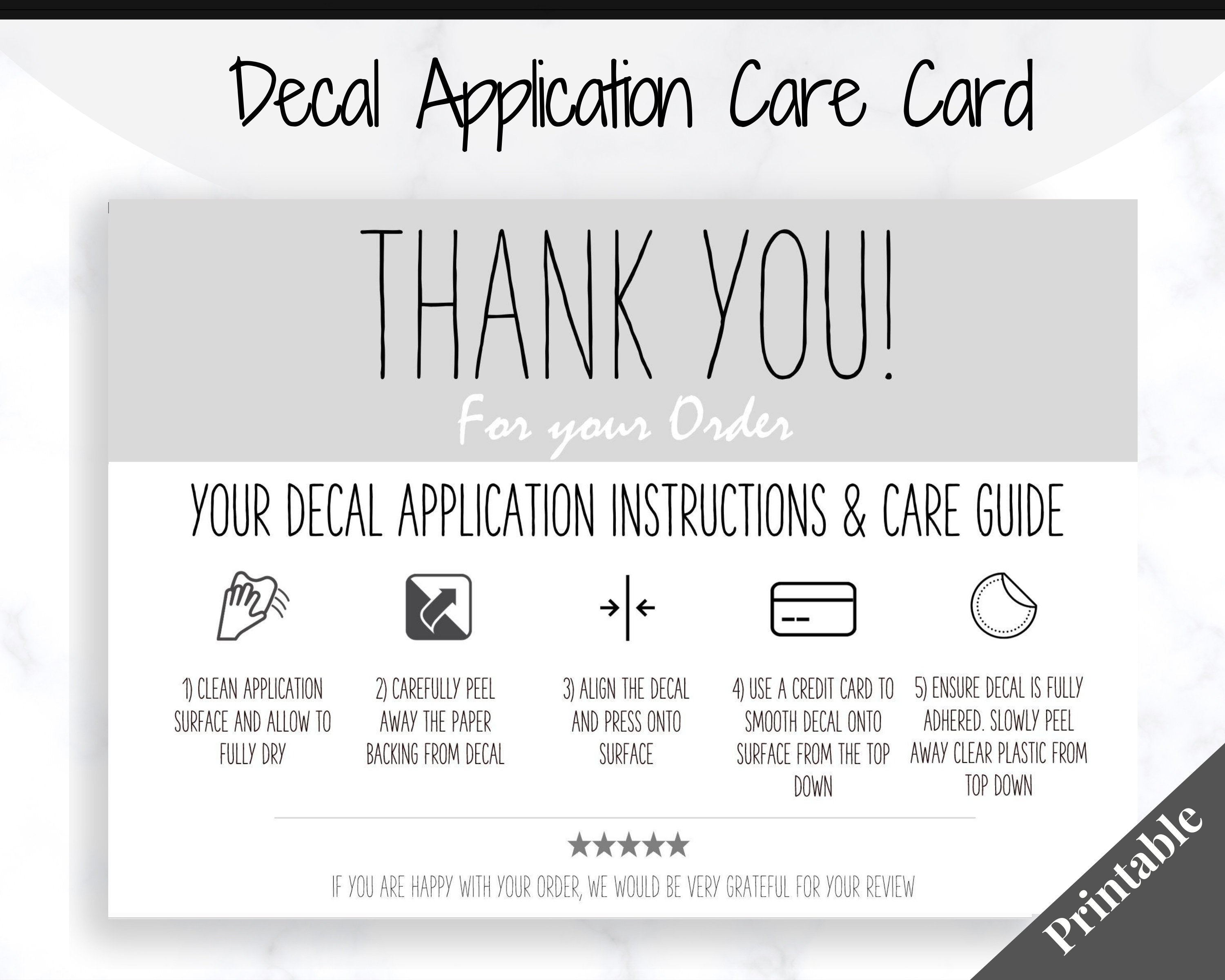 Vinyl Decal Thank You Business Card Printable Instructions | Grey