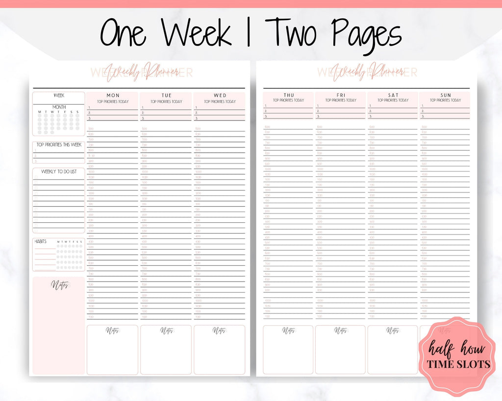 Weekly Planner With Time Slots