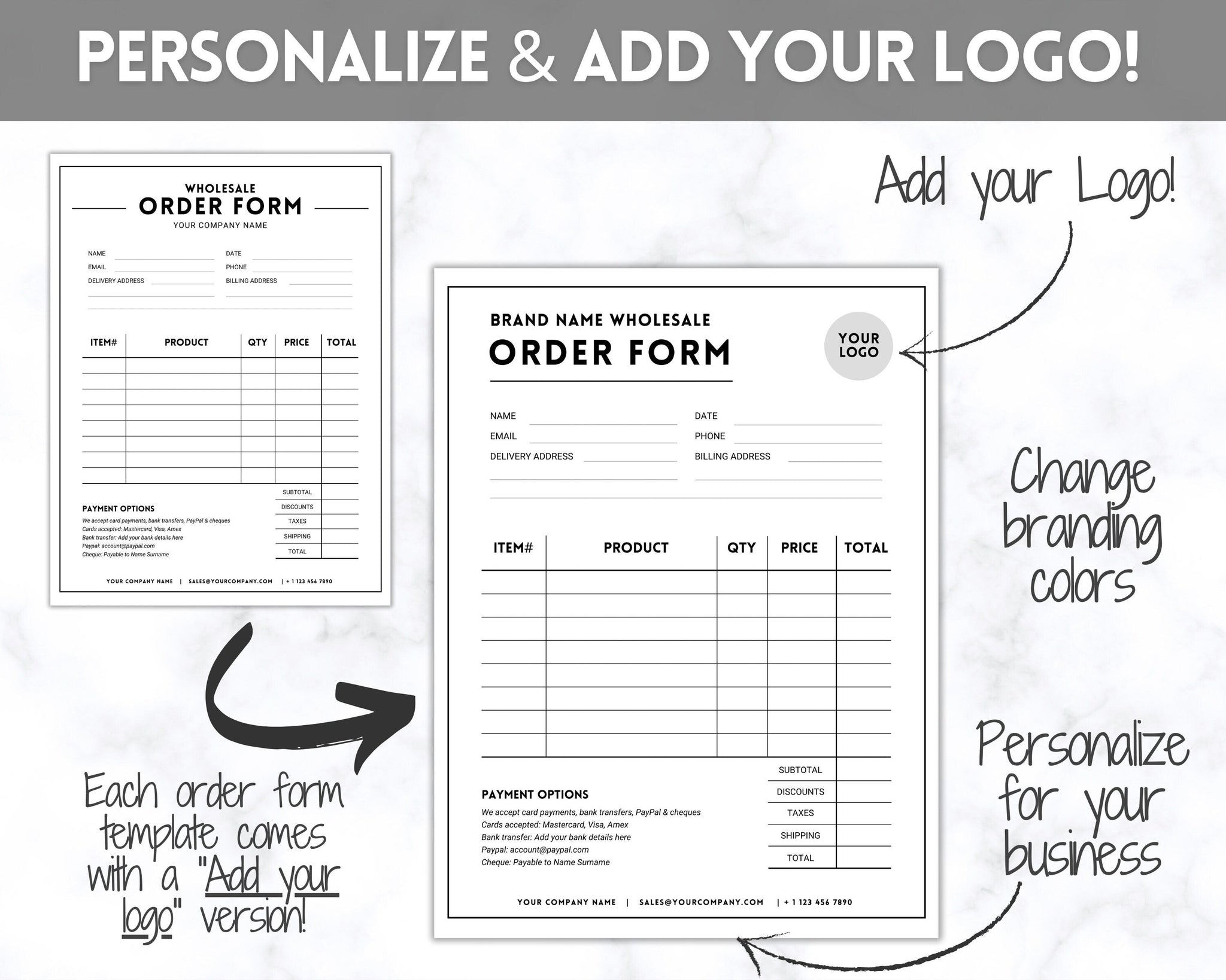 Editable Wholesale Order Form Template Printable | Style 1