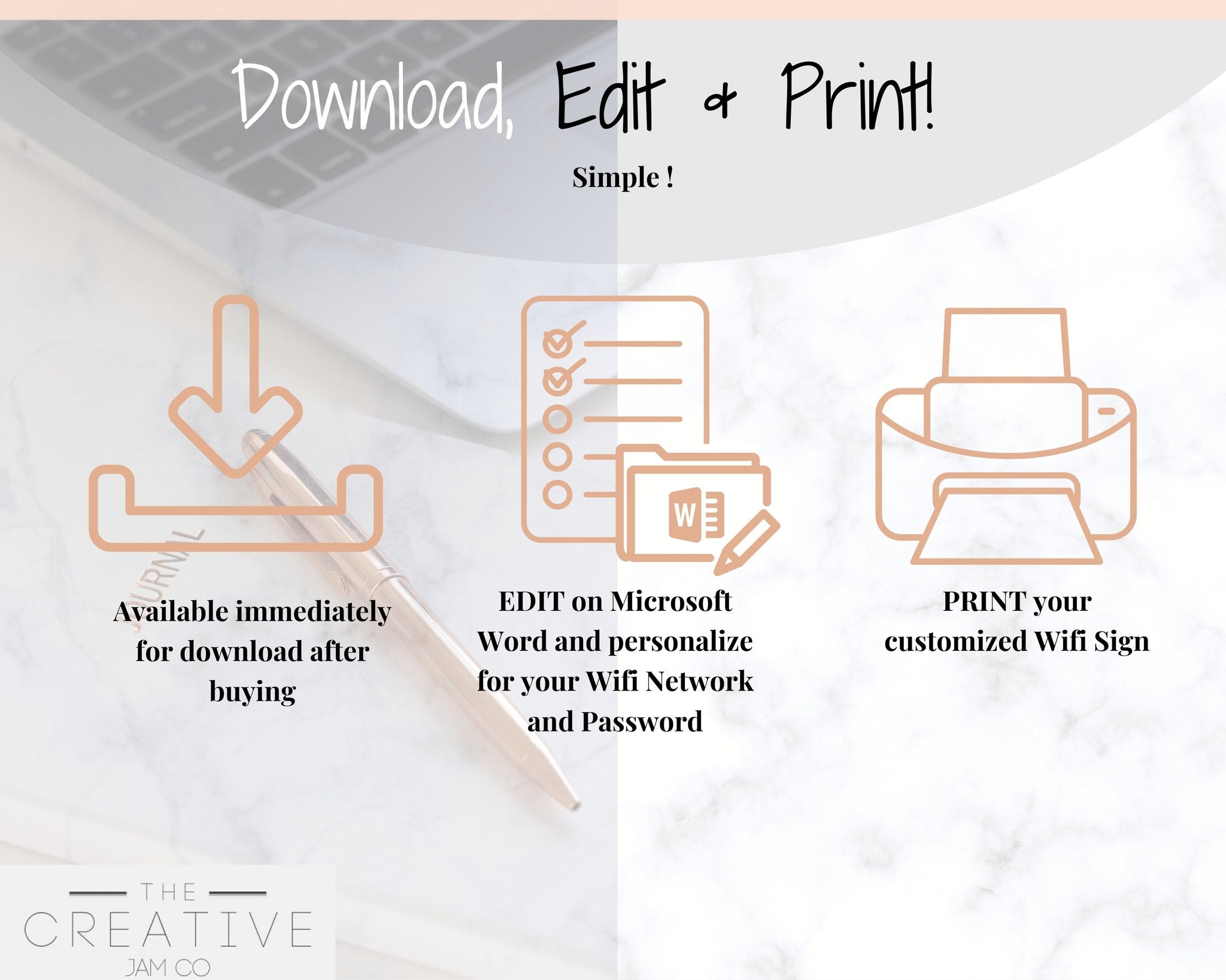 Editable Wifi Sign Printable Templates for Airbnb and Restaurants