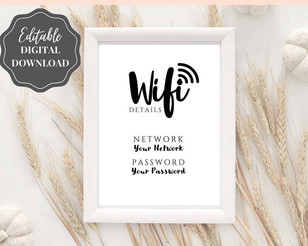 Editable Wifi Sign Printable Templates for Airbnb and Restaurants