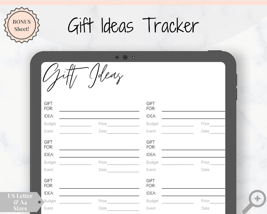 Wishlist Printable Tracker Template Insert | Christmas, Birthday Gifts