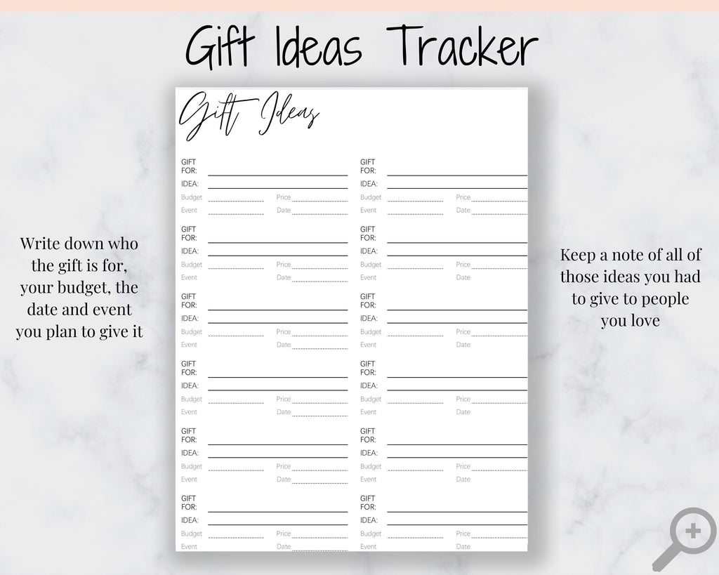 Wishlist Printable Tracker Template Insert | Christmas, Birthday Gifts