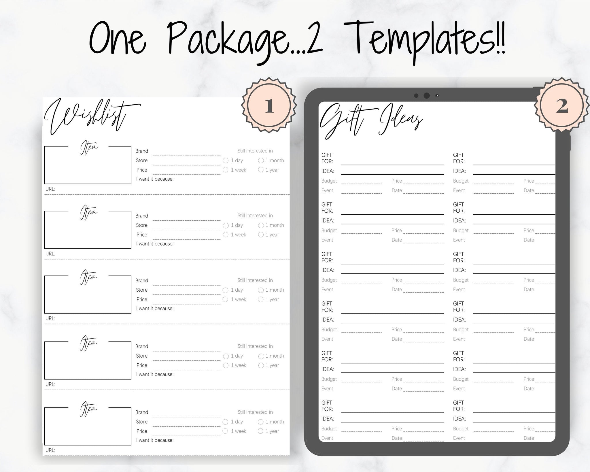 Wishlist Printable Tracker Template Insert Christmas Birthday Gifts