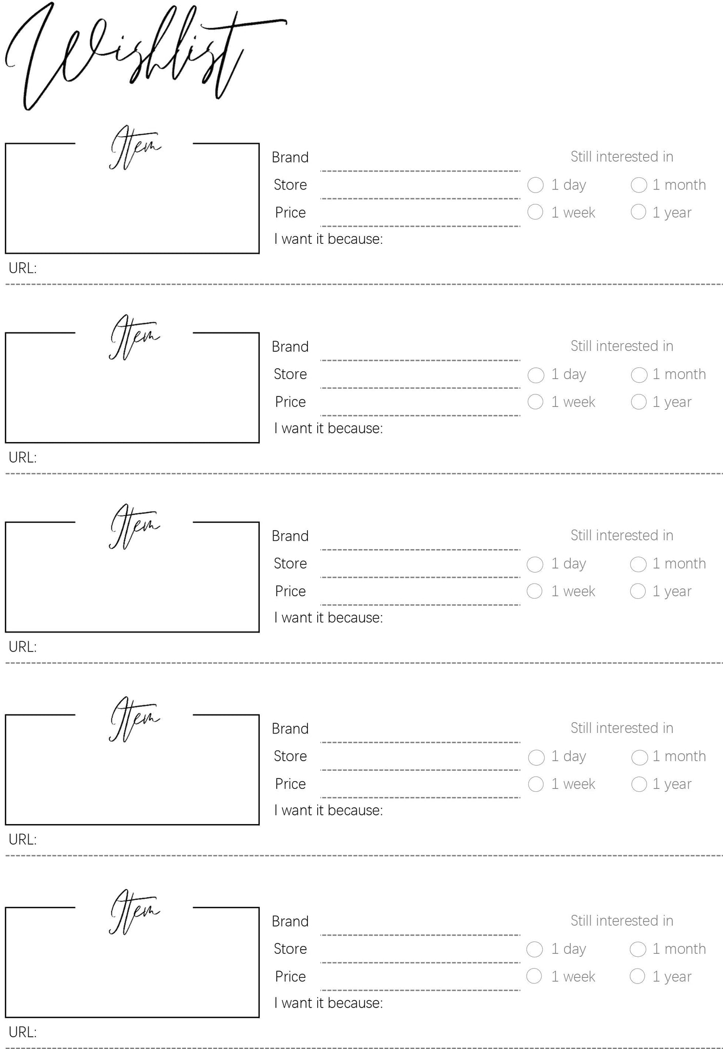 Wishlist Printable Tracker Template Insert | Christmas, Birthday Gifts