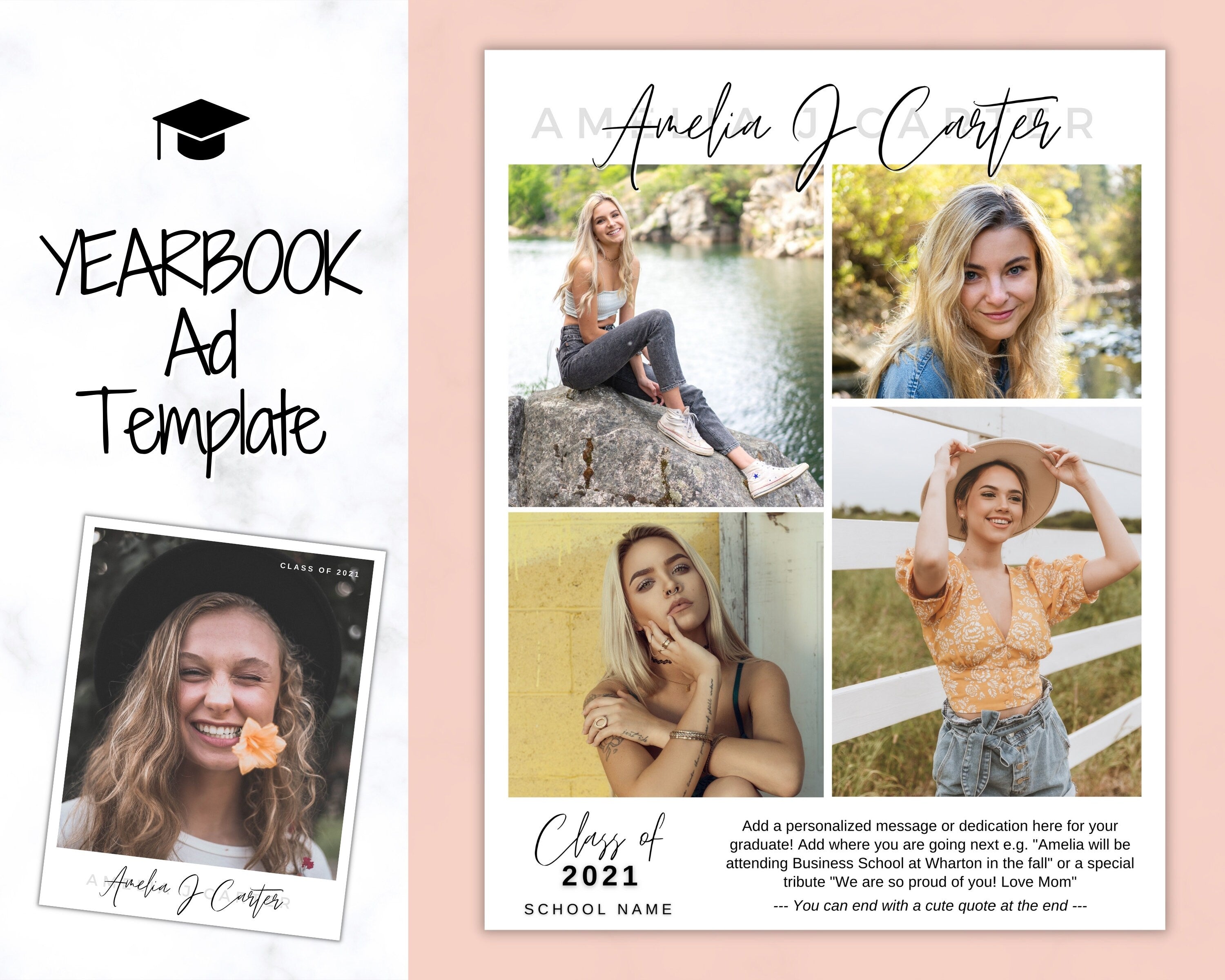 Yearbook AD Template Full Page | Senior & High School Graduation