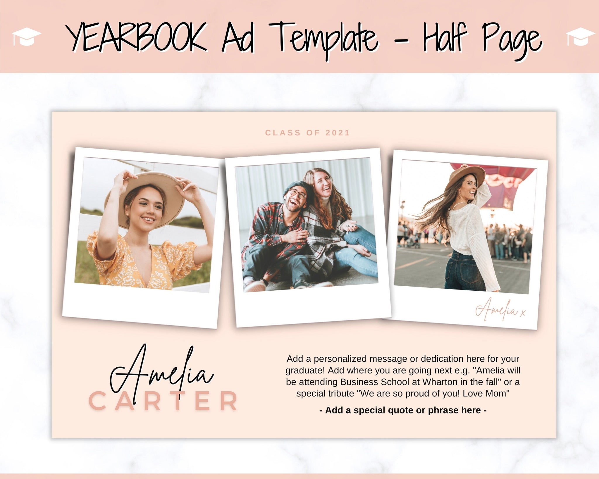 Graduation Dedication Template Senior Yearbook Ad Template, Full Page